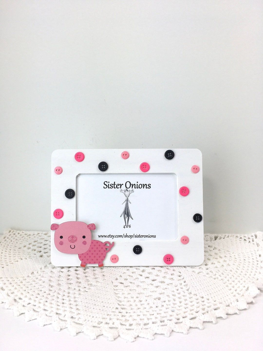 Primrose Pig Baby Button Frame 4 X 6 Farm Theme Nursery Picture Frame ...