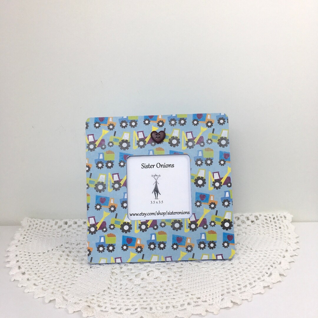 Construction Decoupaged Embellished 8x8 Truck and Tractor Picture Frame ...