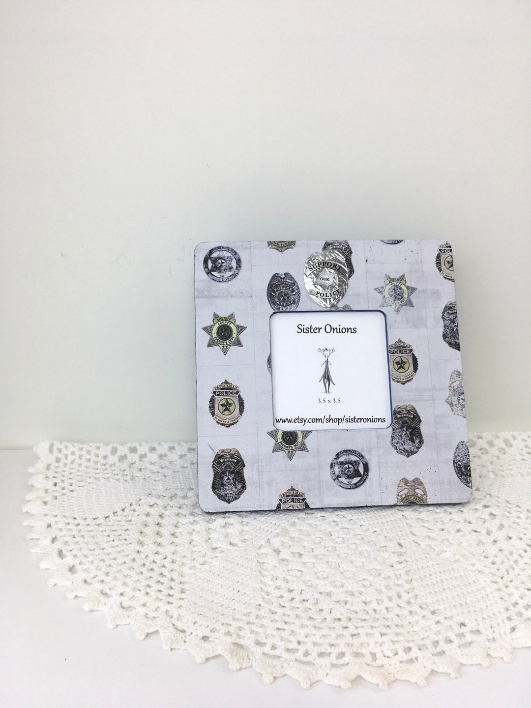 The Boys in Blue Decoupaged Embellished 8x8 Square Police Picture Frame ...