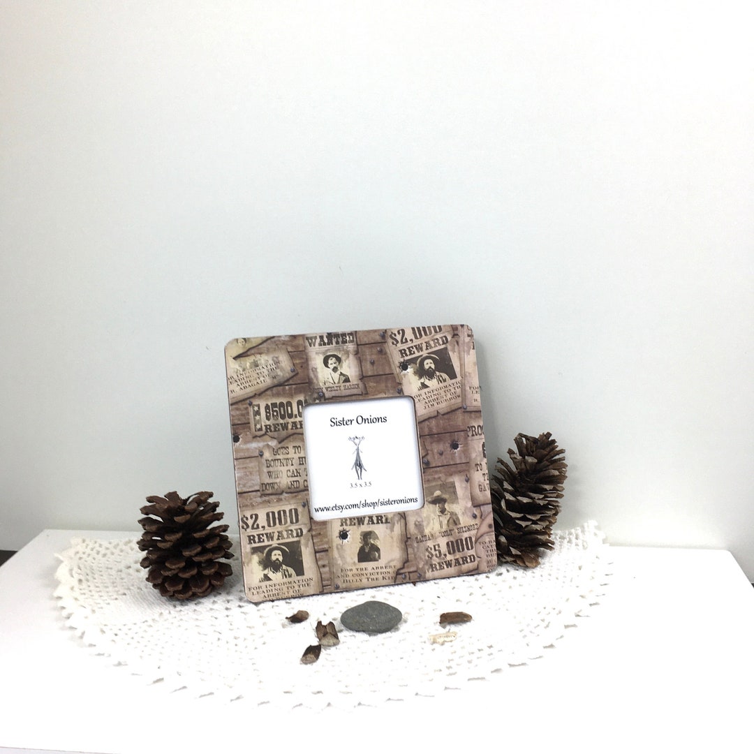 Wanted Poster Decoupaged Picture Frame Western Theme Picture Frame ...