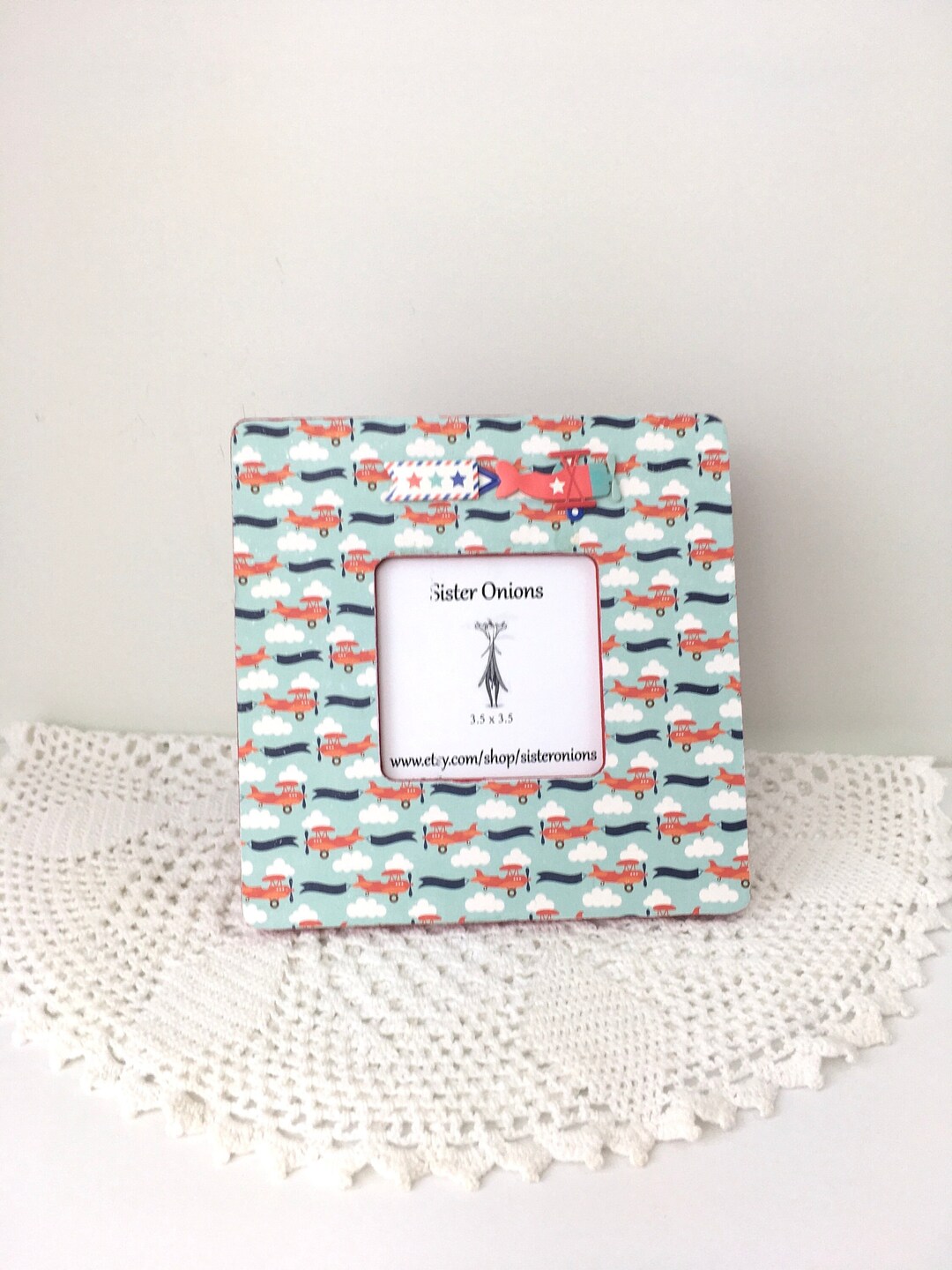 Fly Boy Decoupaged Embellished 8x8 Airplane Picture Frame Little Boy's ...