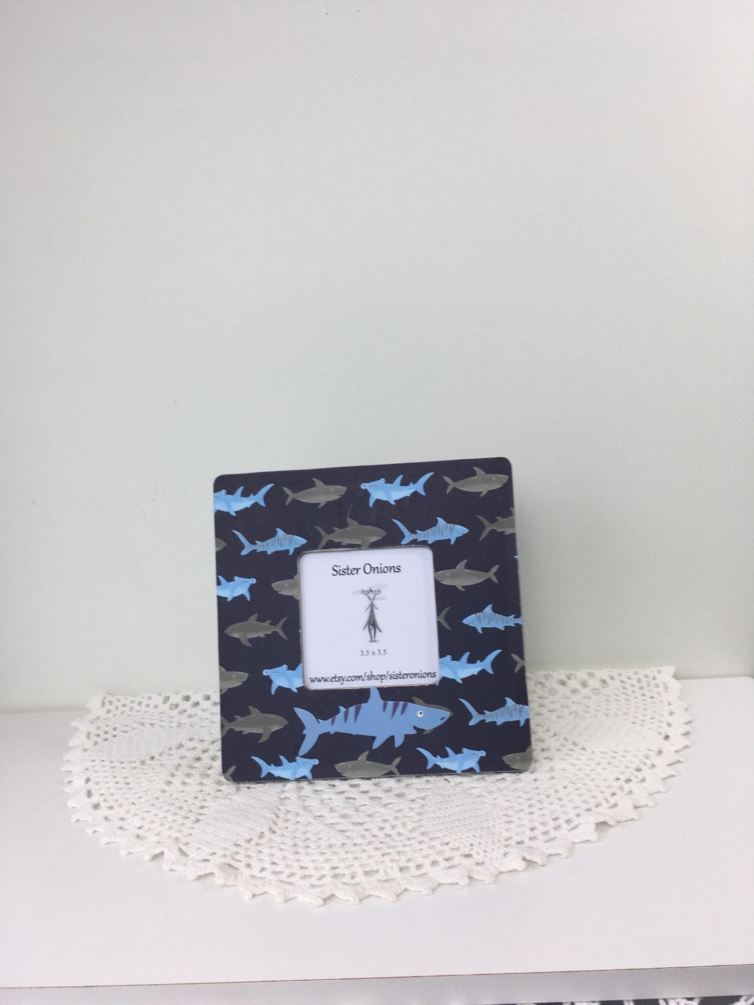 Shark Decoupaged Embellished 8x8 Shark Picture Frame Little Boy's Room ...