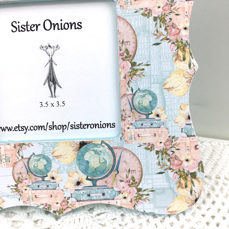 World Traveler Decoupaged Picture Frame 8 X 8 Vacation Photo Frame ...