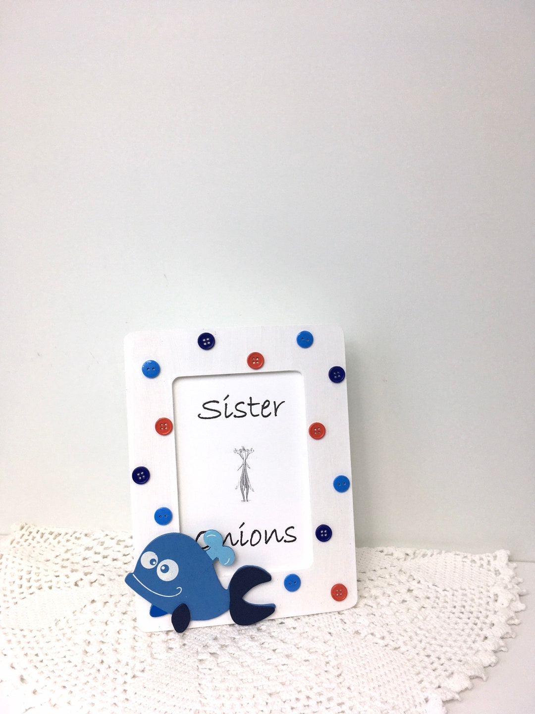 Waylon Baby Button Picture Frame Whale Ocean Nursery Decor Baby Shower ...