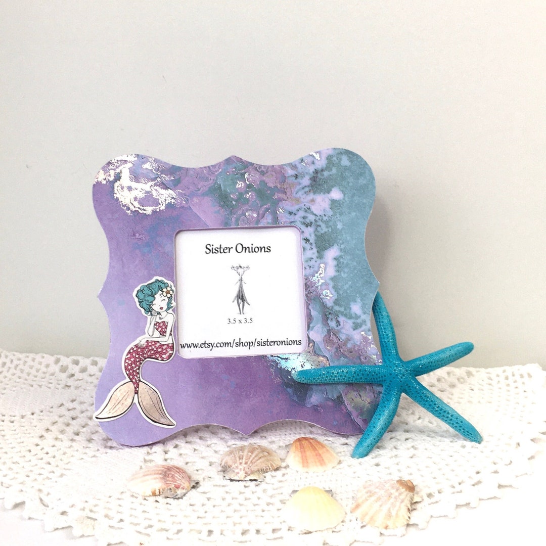 Decoupaged Mermaid Picture Frame: Purple Ocean Decor, 8x8 - Etsy