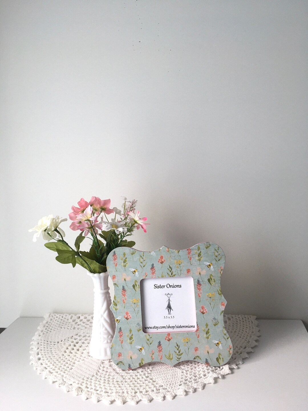 Bees Do It Decoupaged 8x8 Curvy Flowers and Bees Picture Frame Girl's ...