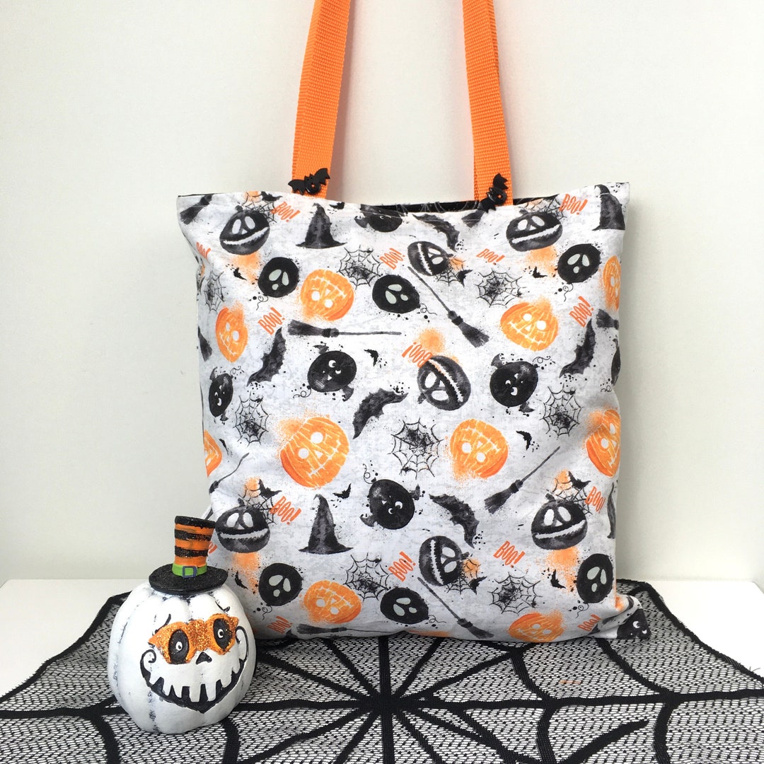 Halloween Trick or Treat Bag Pumpkins Spiders and Bats Oh My Orange and ...