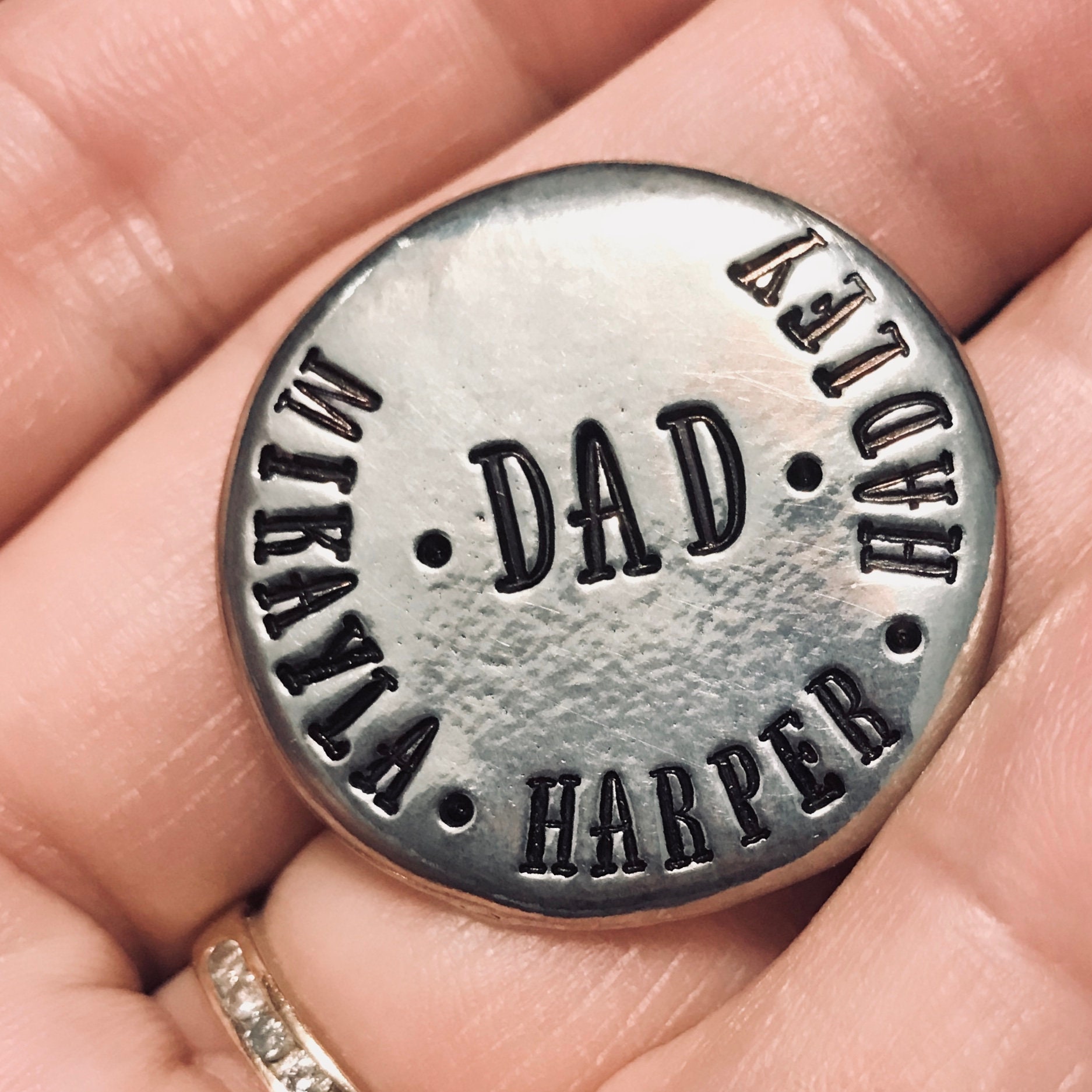 Handstamped Pewter, Pocket Token, Wedding Gift, Coin, Lucky Coin ...