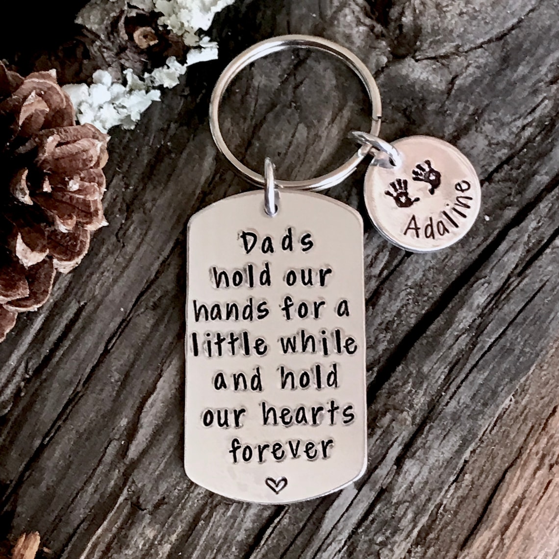 Hand Stamped Dad Keychain Dad Daddy Key Chain Stepdad - Etsy
