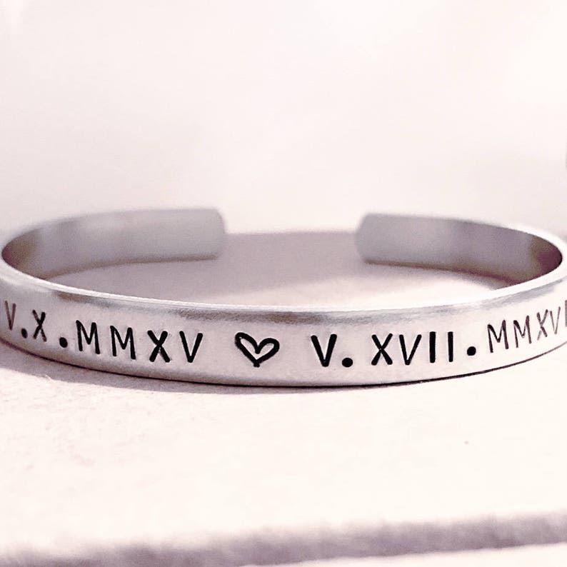 Roman Numerals, Anniversary, Wedding, Date, Hand Stamped, Personalized ...