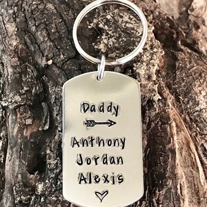 Dad, Daddy, Grandpa, Hand Stamped, Arrow, Keychain, Father's Day, Gift ...