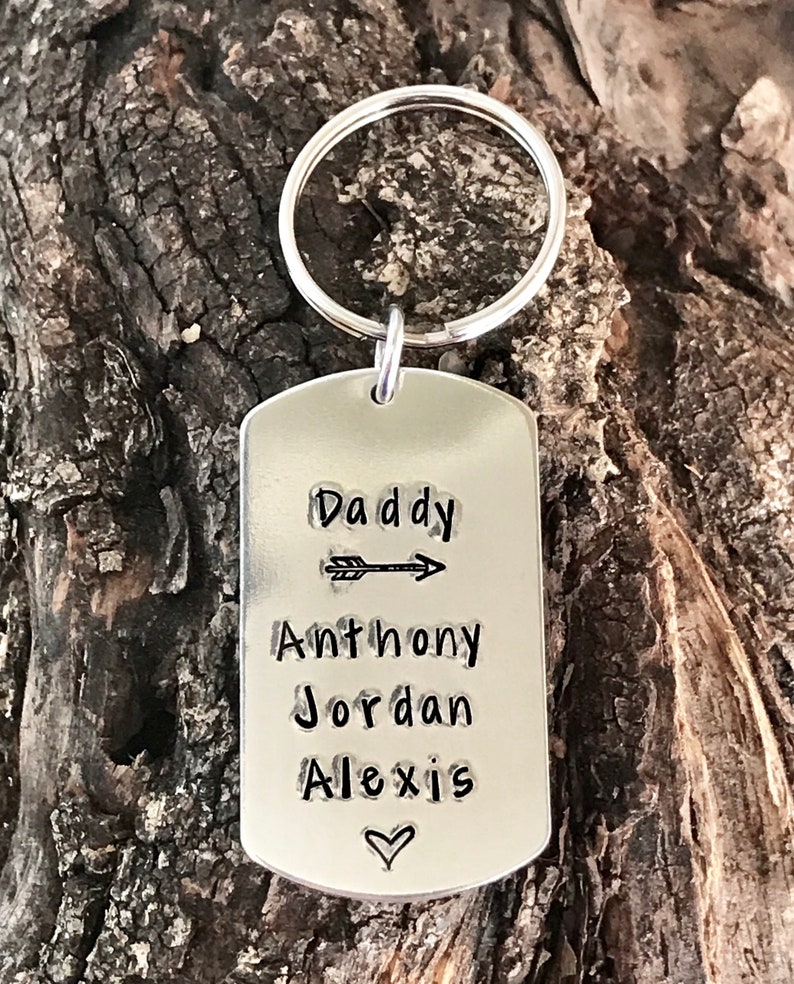 Dad, Daddy, Grandpa, Hand Stamped, Arrow, Keychain, Father's Day, Gift ...