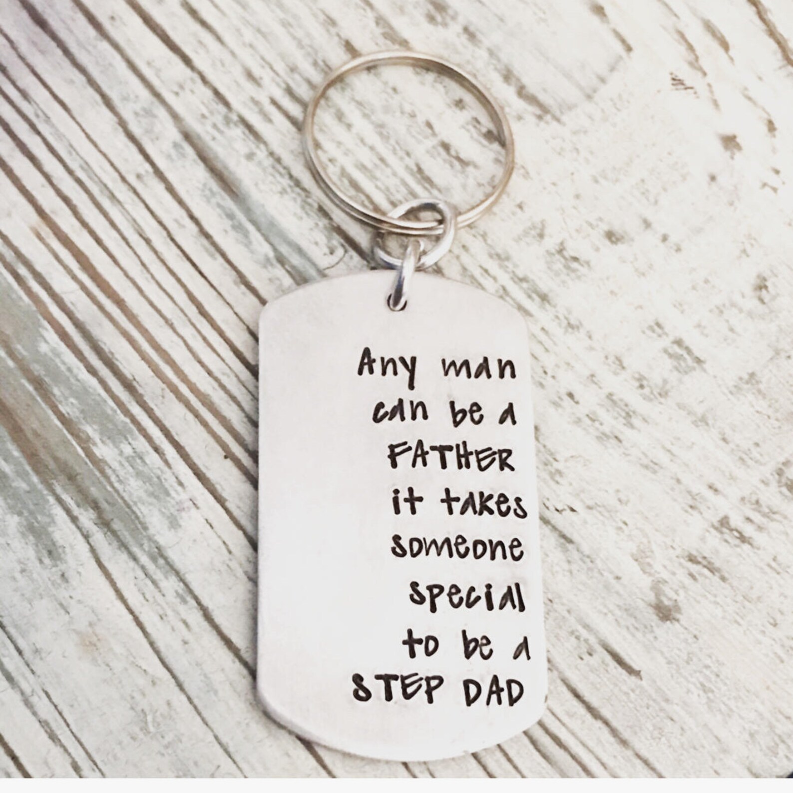 FATHERS DAY Hand Stamped Key Chain Personalized Father - Etsy