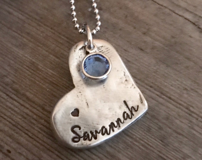 Hand Stamped Pewter Jewelry Name Jewelry Heart - Etsy