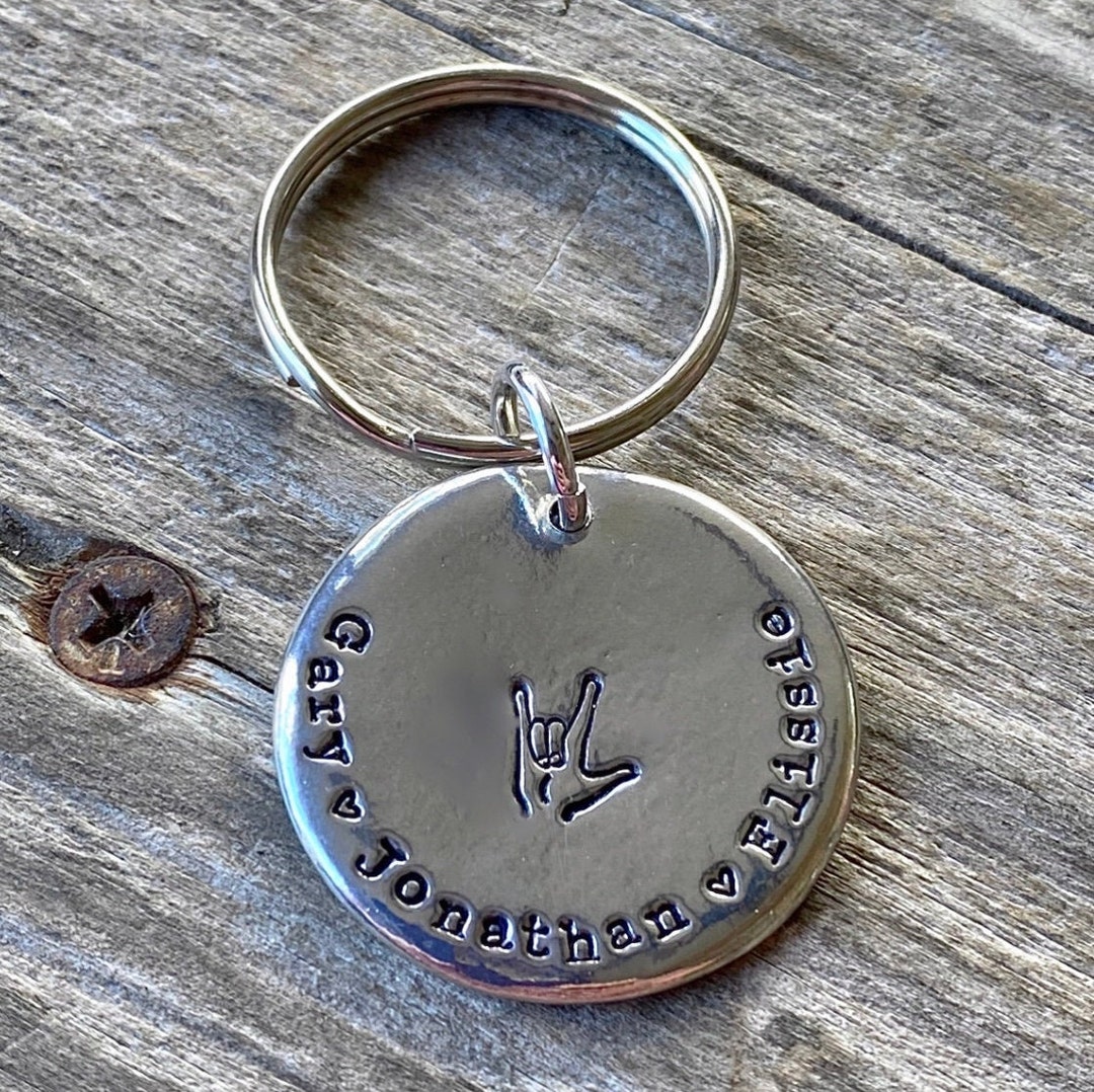 Personalized Pewter Key Chain, Sign Language, ASL, American Sign ...