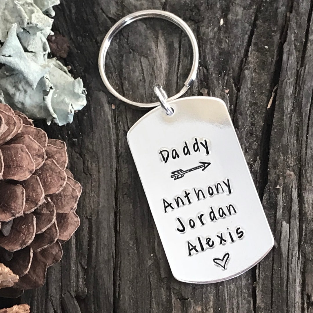 Dad, Daddy, Grandpa, Hand Stamped, Arrow, Keychain, Father's Day, Gift ...