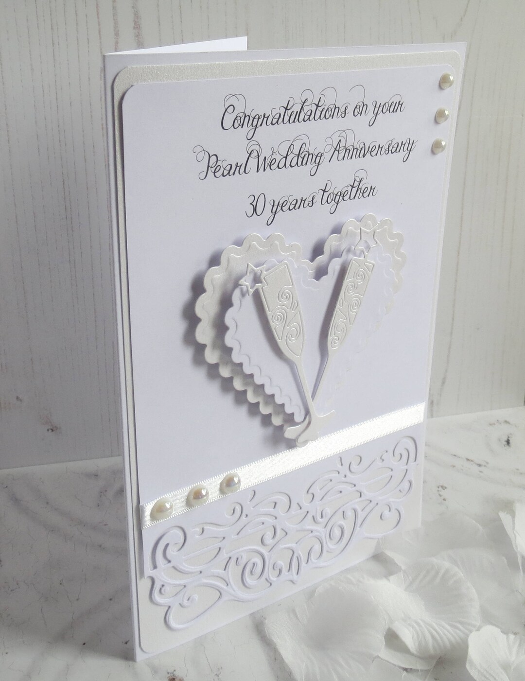 Aniversario de bodas de perlas 30 años casados tarjeta hecha - Etsy España