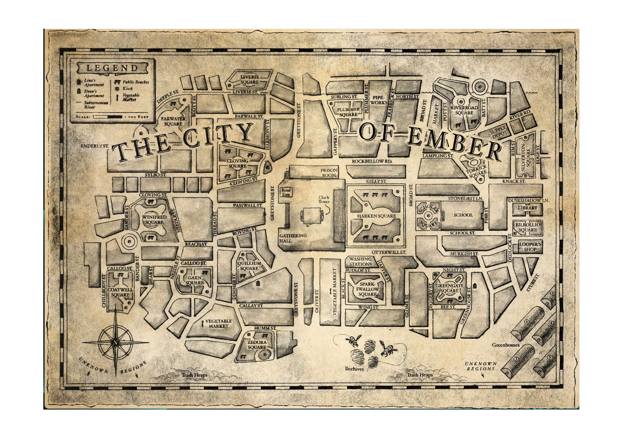 City Of Ember Map Etsy City Of Ember Map Etsy