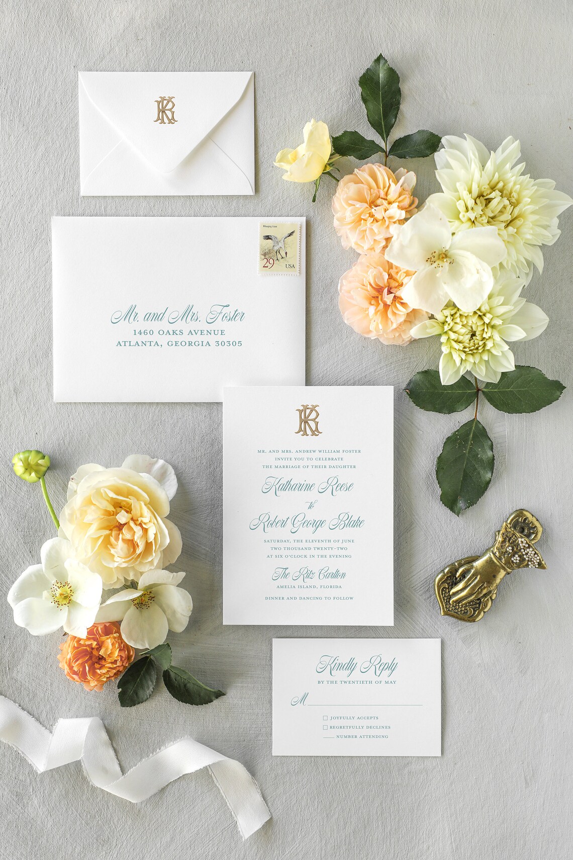 Classic Monogram Wedding Invitation Suite Couple's Monogram Invitation ...