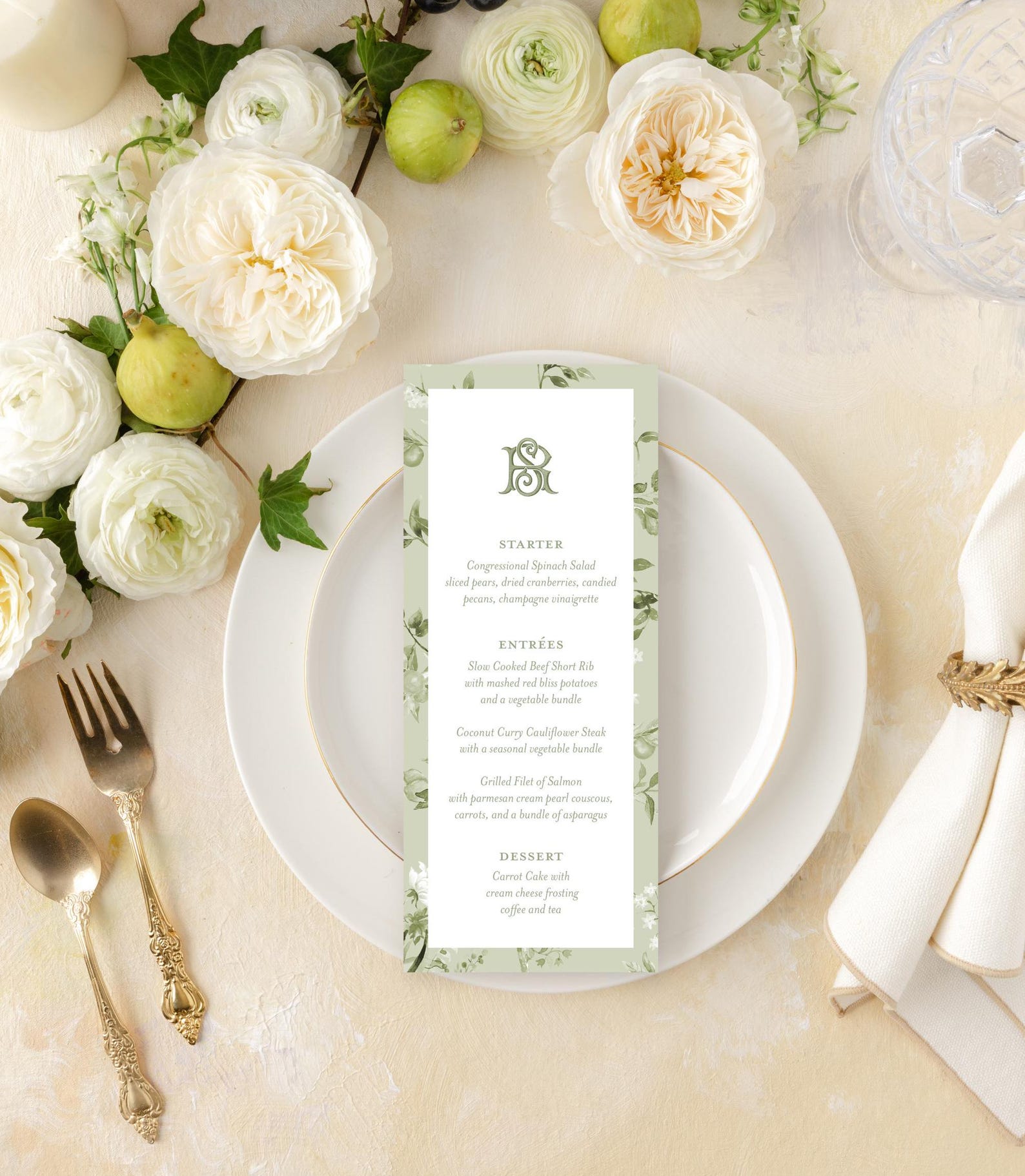 Green Chinoiserie Wedding Menus | Dinner Menu With Couple's Monogram - Etsy