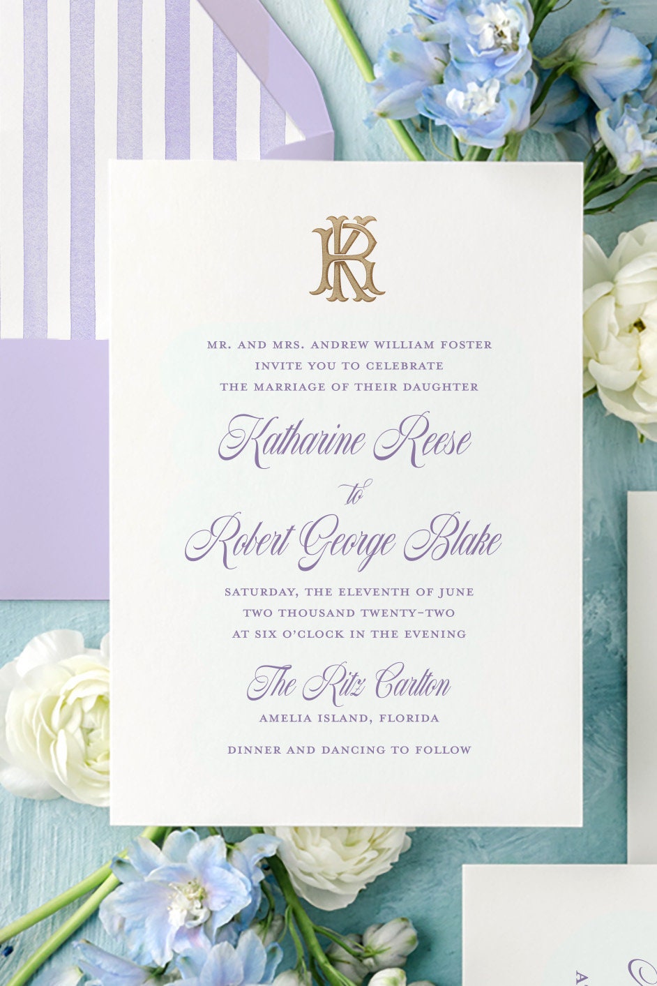 Classic Monogram Wedding Invitation Suite Couple's Monogram Invitation ...