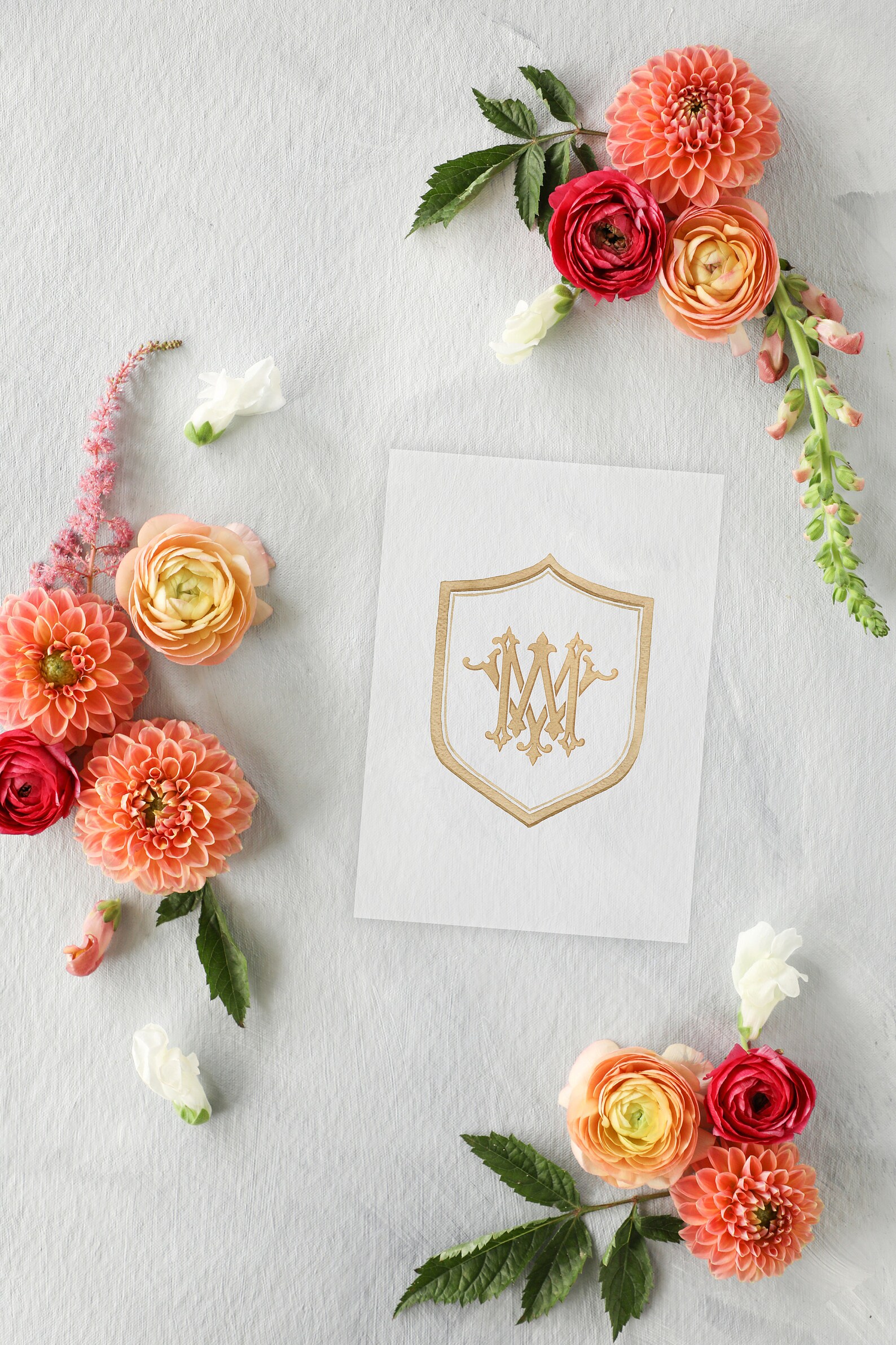 Classic Couple's Crest Vellum Overlay Interlocking Monogram Couple's Monogram Invitation Add-on ...