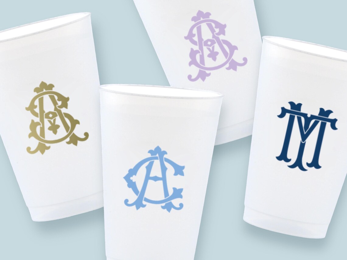 Custom Monogram Frost Flex Cups | Personalized Wedding Drinkware - Etsy