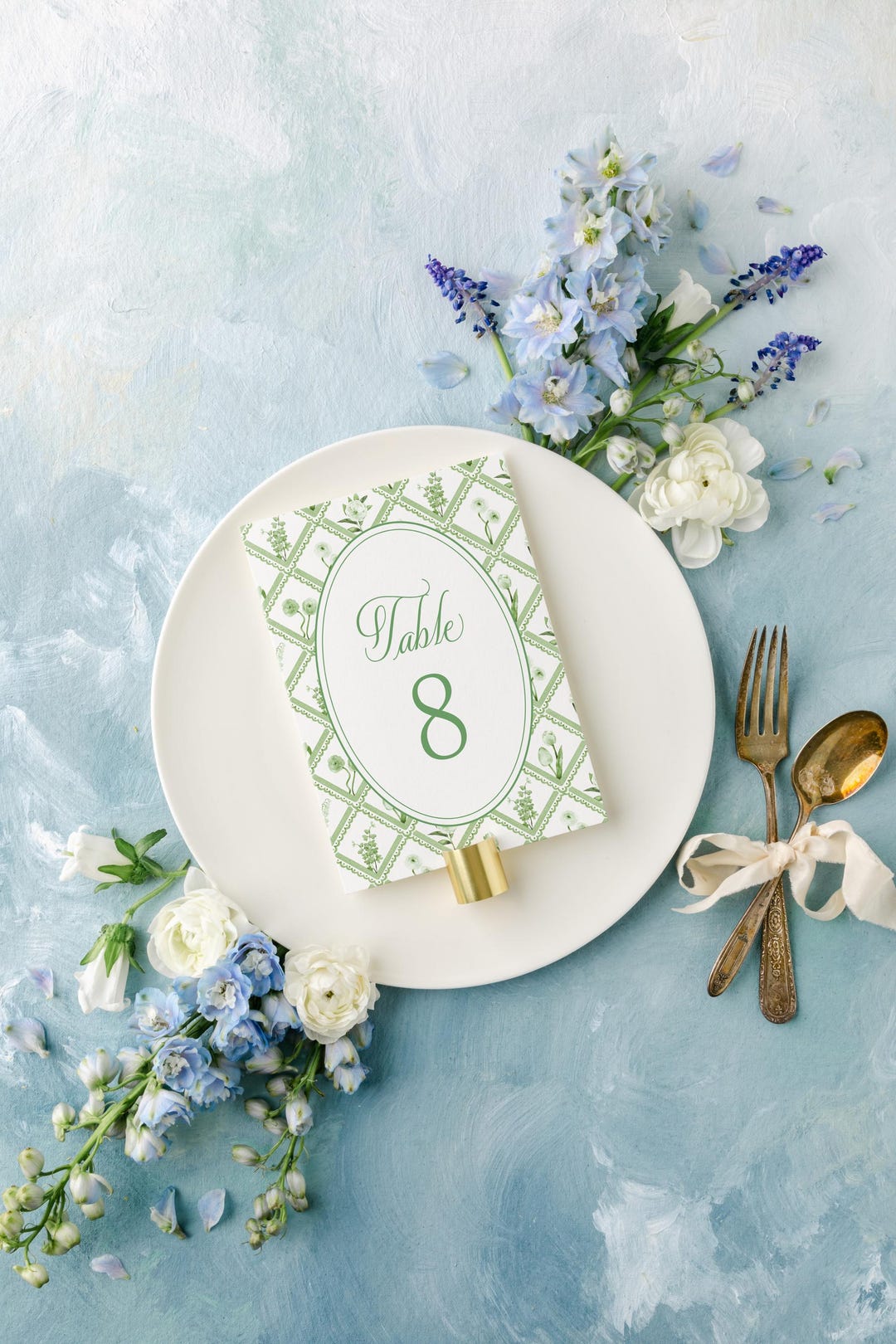 Green Trellis Table Numbers | Printed Table Numbers | Green and White ...
