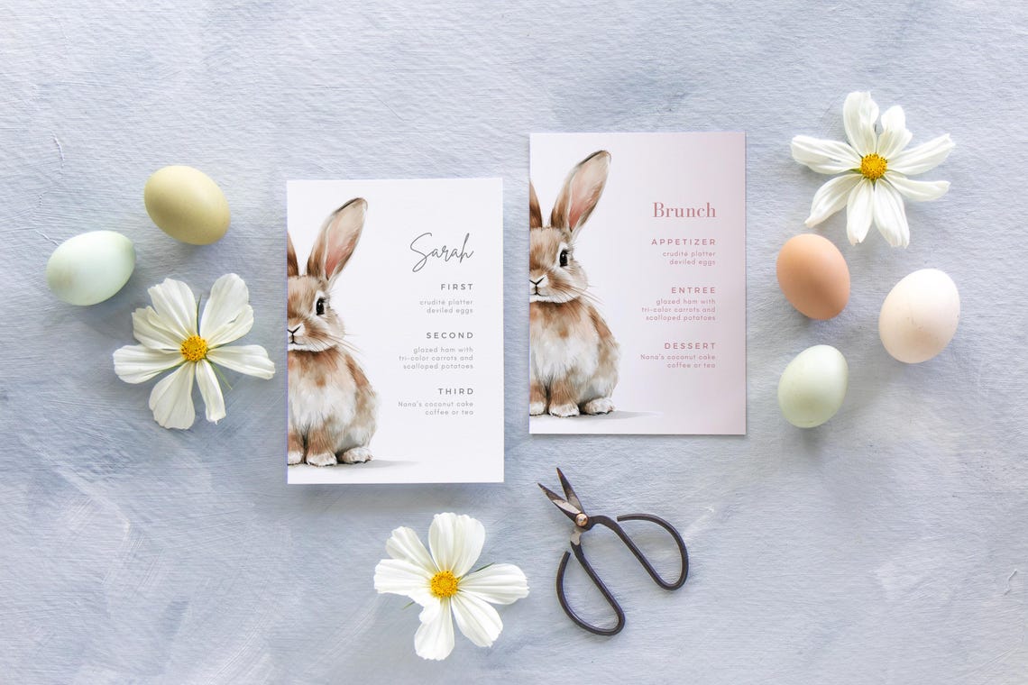 Bunny Menu Template | Editable Template | Printable Menu Template ...