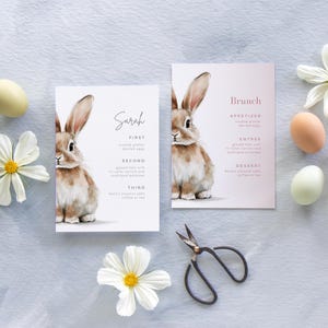 Watercolor Bunny Menu Template | Easter Table Decor (editable ...