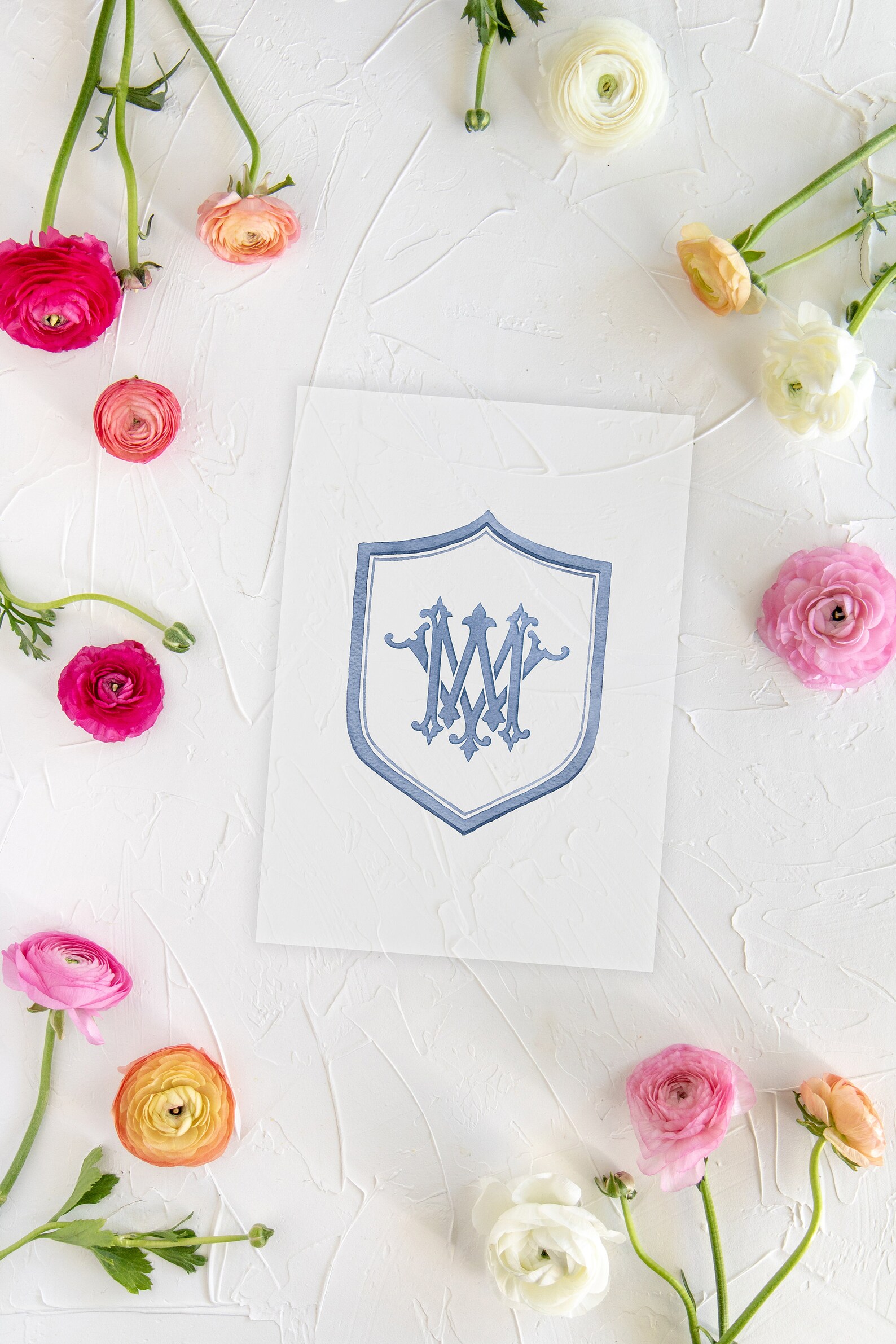 Classic Couple's Crest Vellum Overlay Interlocking Monogram Couple's Monogram Invitation Add-on ...