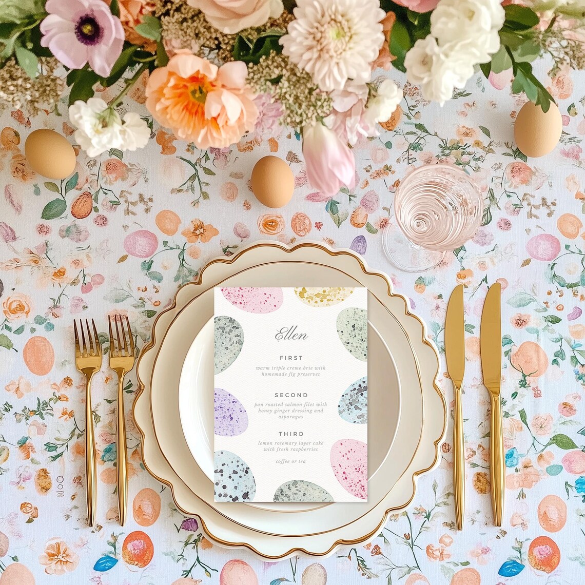 Pastel Speckled Egg Easter Menu Template | Editable Template ...