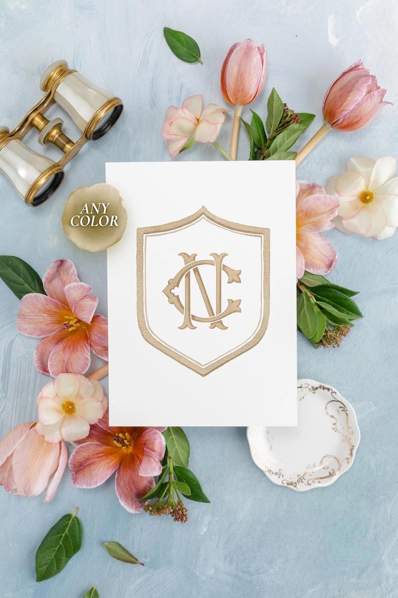 Watercolor Wedding Monogram | Wedding Crest With His and Hers Initials ...