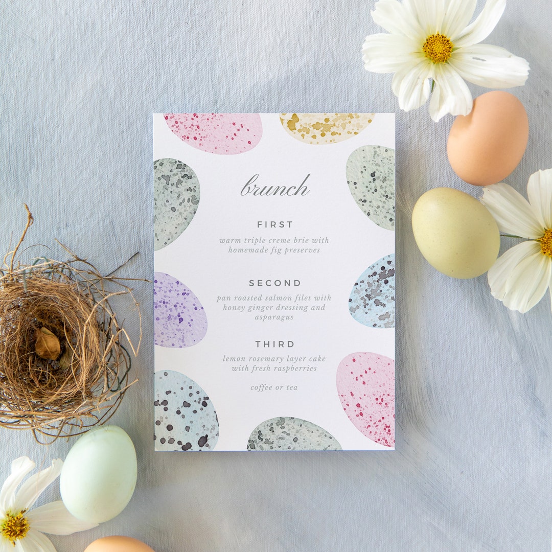 Pastel Speckled Egg Easter Menu Template | Editable Template ...