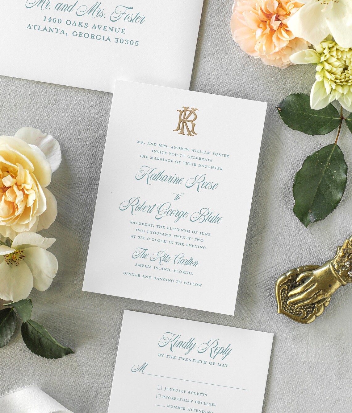 Classic Monogram Wedding Invitation Suite Couple's Monogram Invitation ...