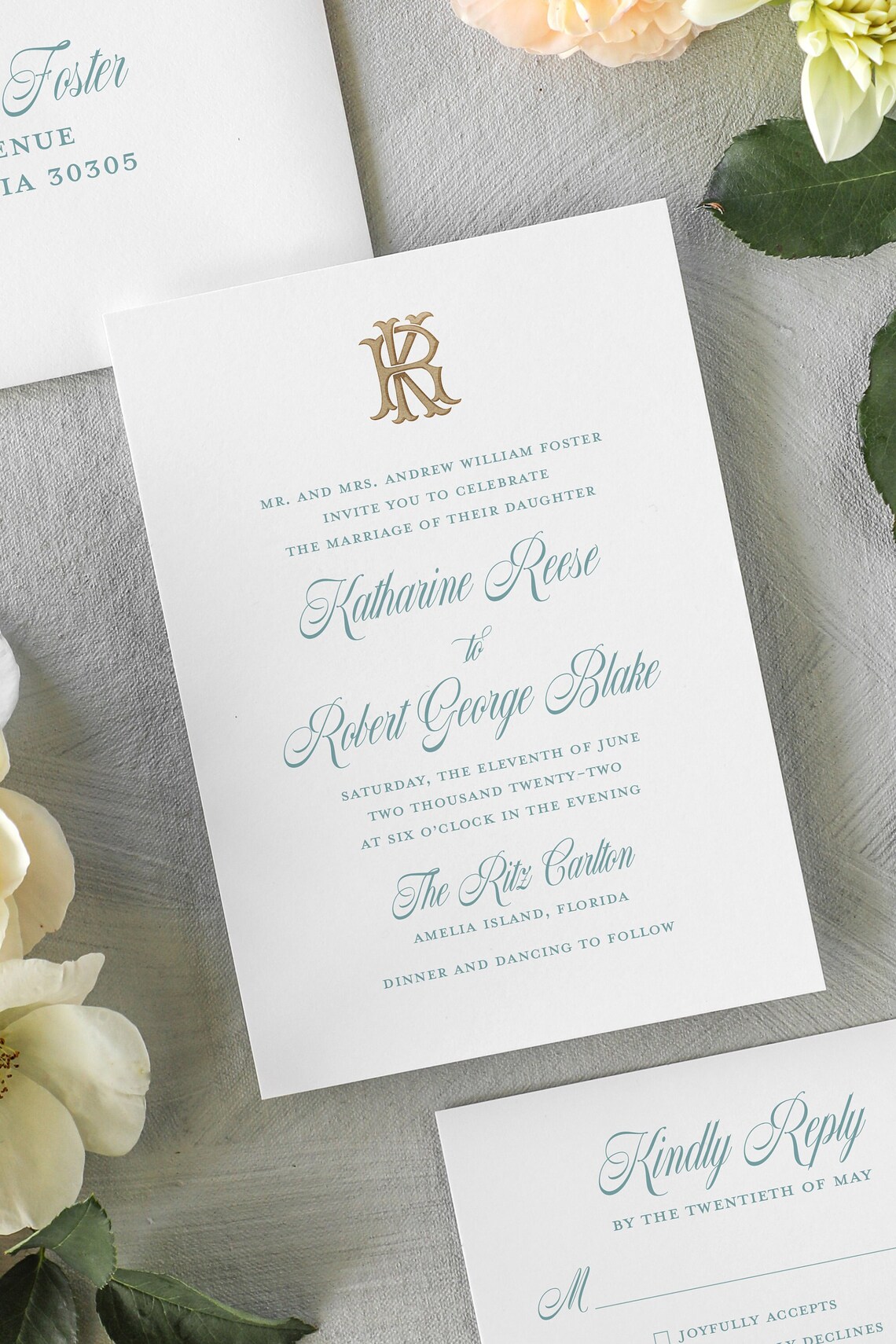 Classic Monogram Wedding Invitation Suite Couple's Monogram Invitation ...