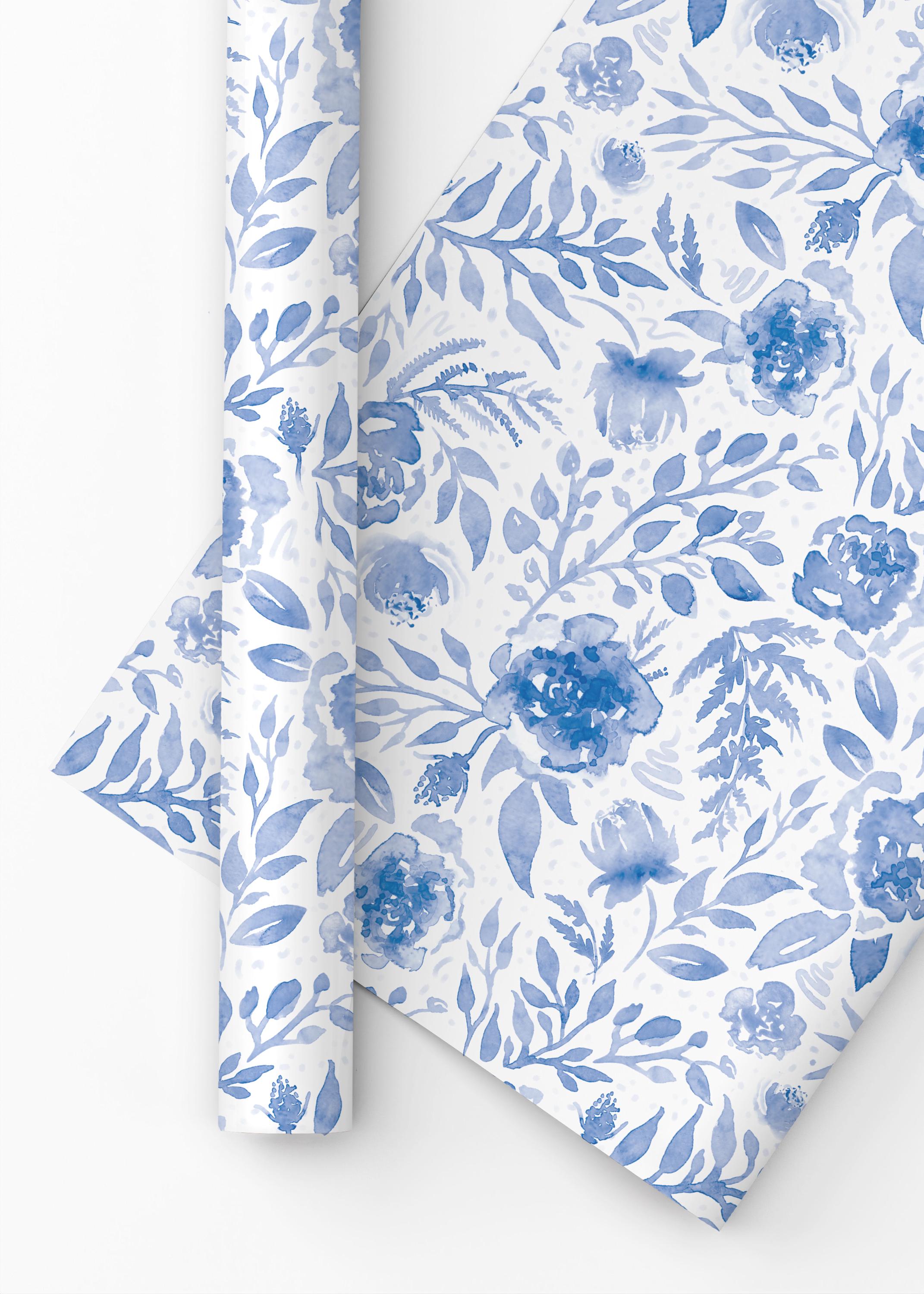 Blue Floral Gift Wrap Sheets - Etsy