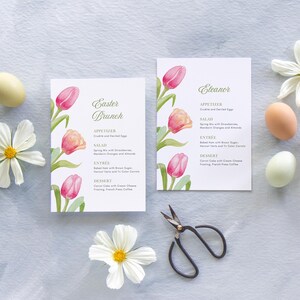 Watercolor Tulip Easter Menu Template | Editable Template | Printable ...