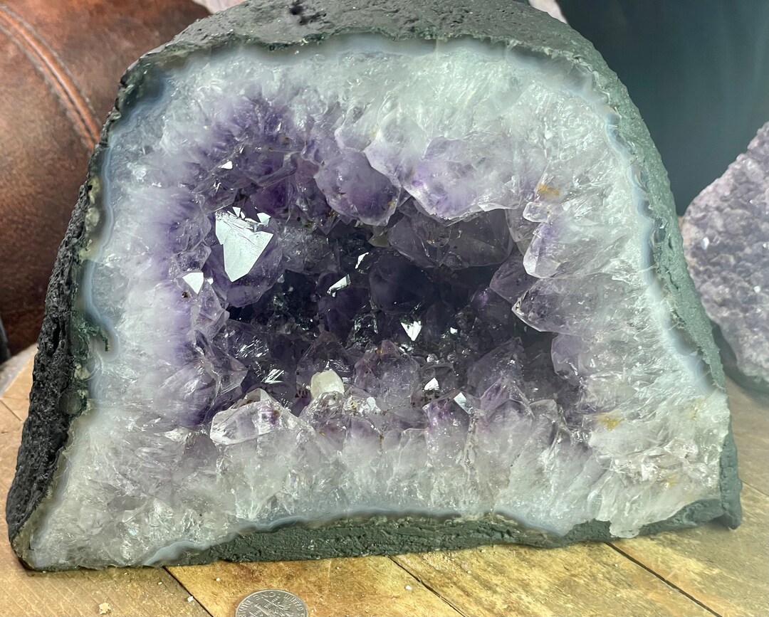 Standing Amethyst Cathedral, Cut Base Druze Geode, Amethyst Cut Base ...