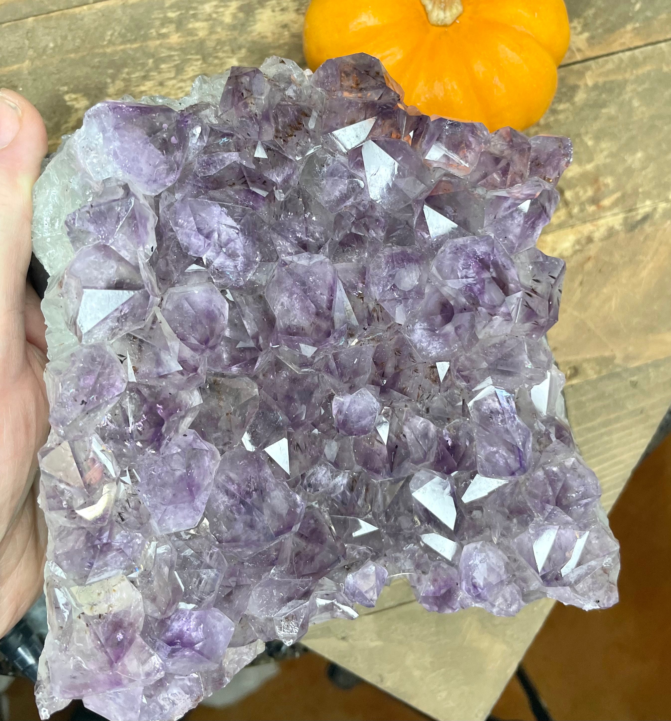Standing Amethyst Cluster celestial Custom Coating, Cut Base Druze ...