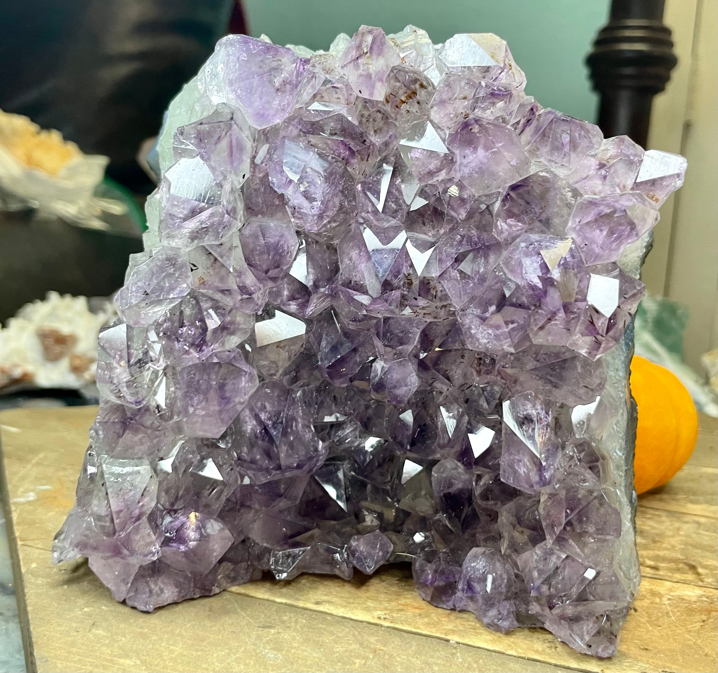 Standing Amethyst Cluster celestial Custom Coating, Cut Base Druze ...