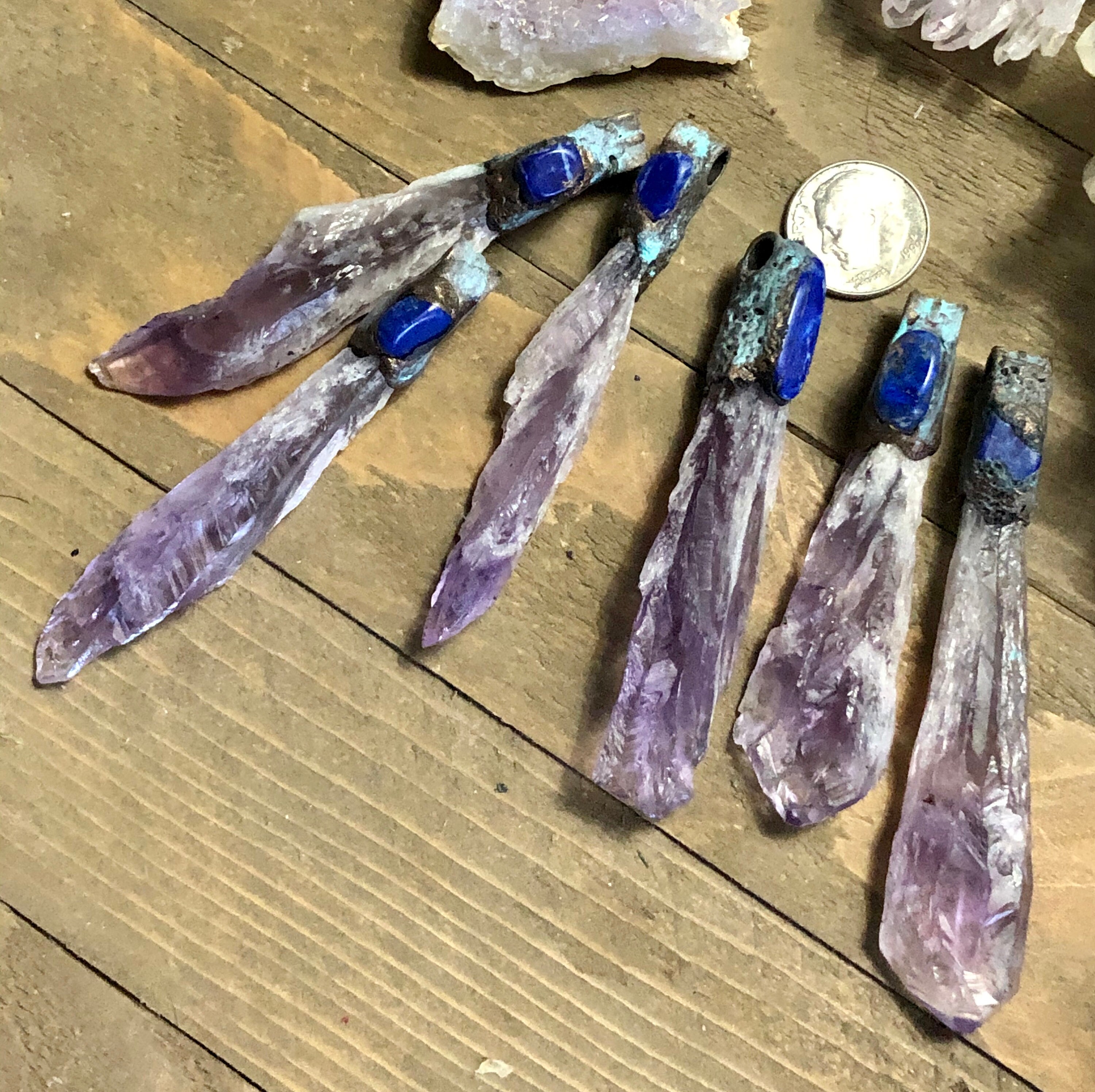 Amethyst with Lapis Pendant,Royal Bahia Elestial Amethyst ,Raw Amethyst ...
