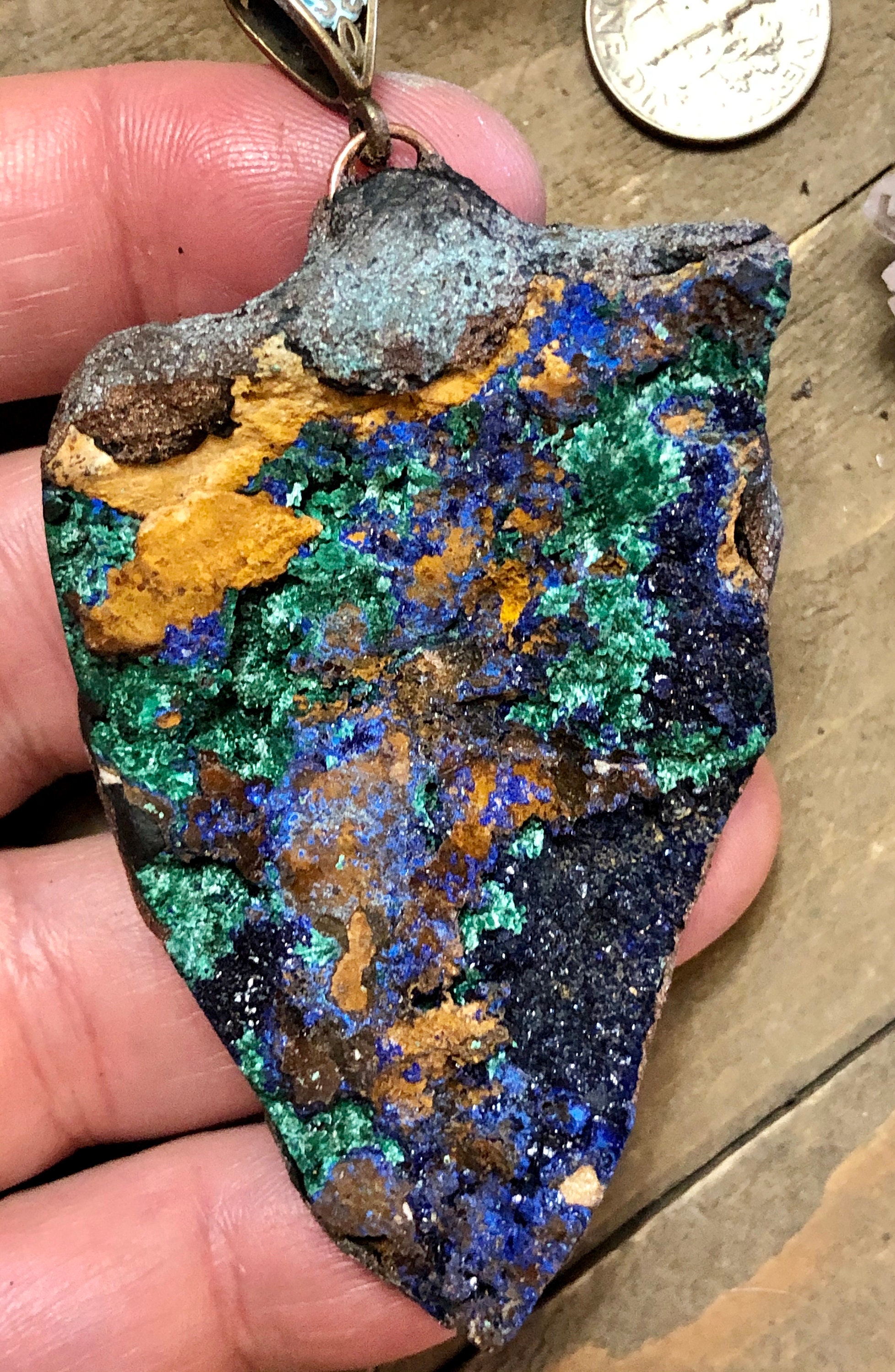 Azurite crystal pendant raw stone azurite,rough crystal, gemstone ...