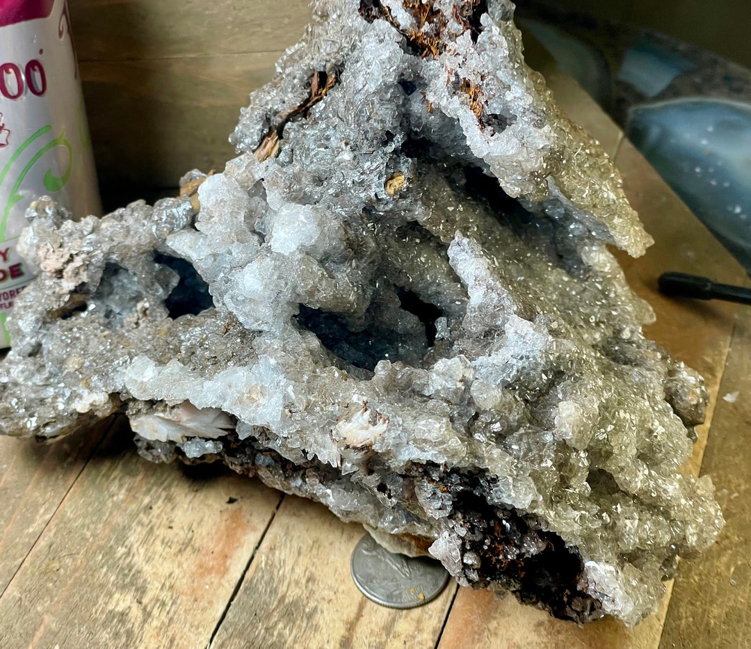 Massive Stalactite Crystal Cluster Has Druzy Calcite and Aragonite ...
