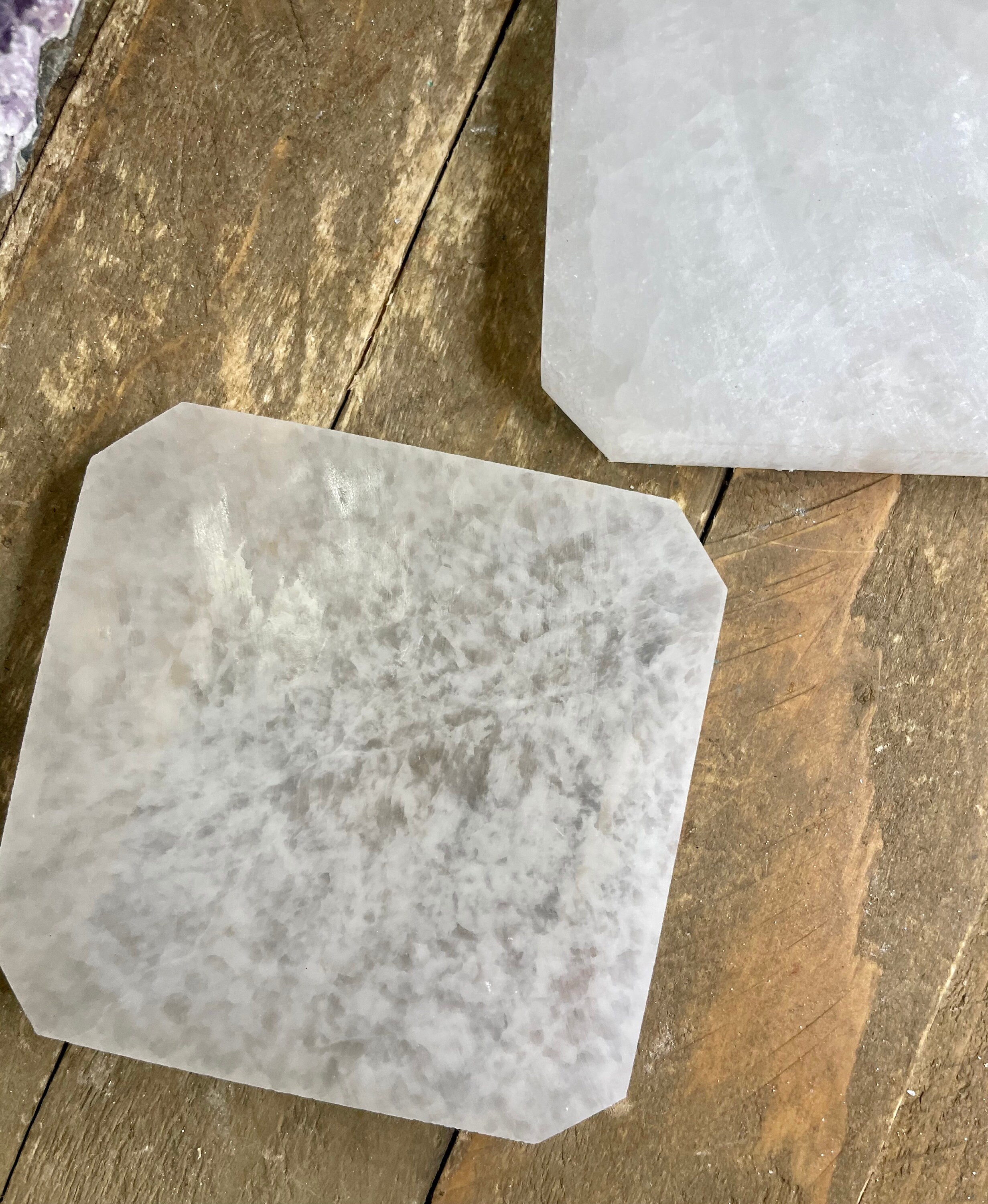 Selenite Square, Cut Corners, Polished Charging Plate: Metaphysical ...