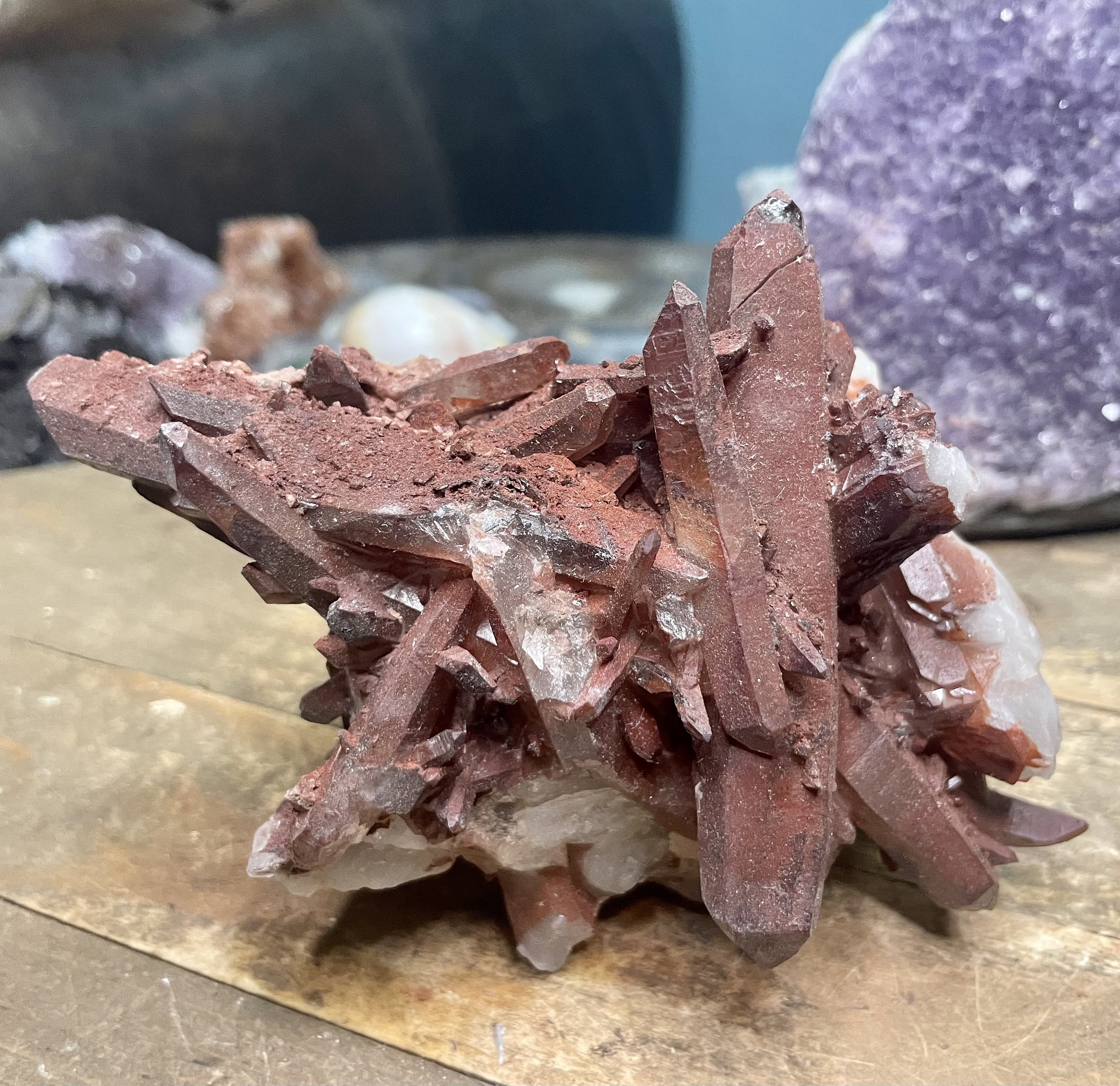 Red Dragon Quartz Multi point cluster Red Phantom Quartz Red Hematite ...
