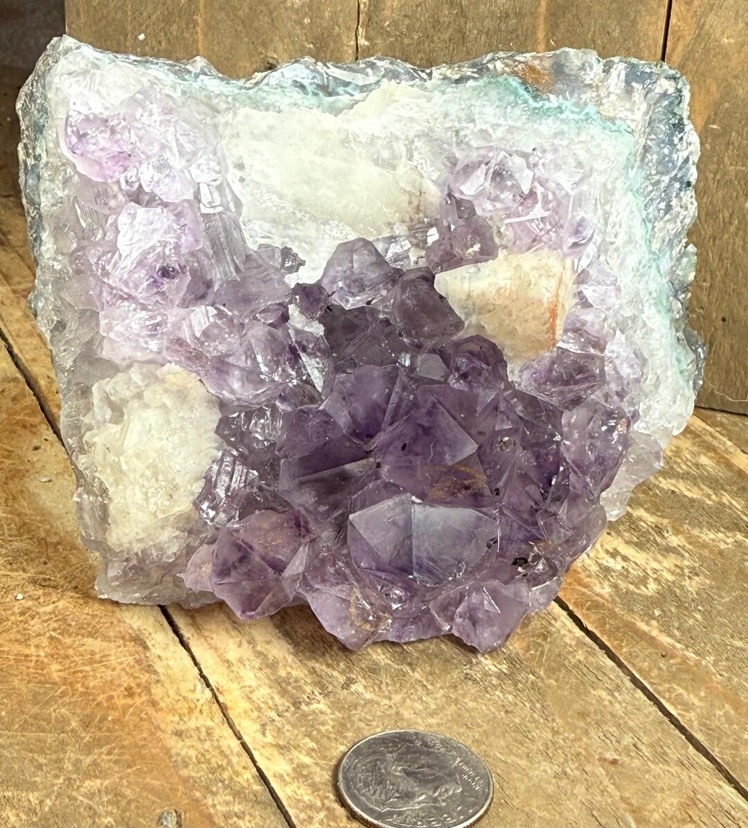 Very Cool Standing Brazilian Amethyst Cluster , Cut Base Druze Geode ...
