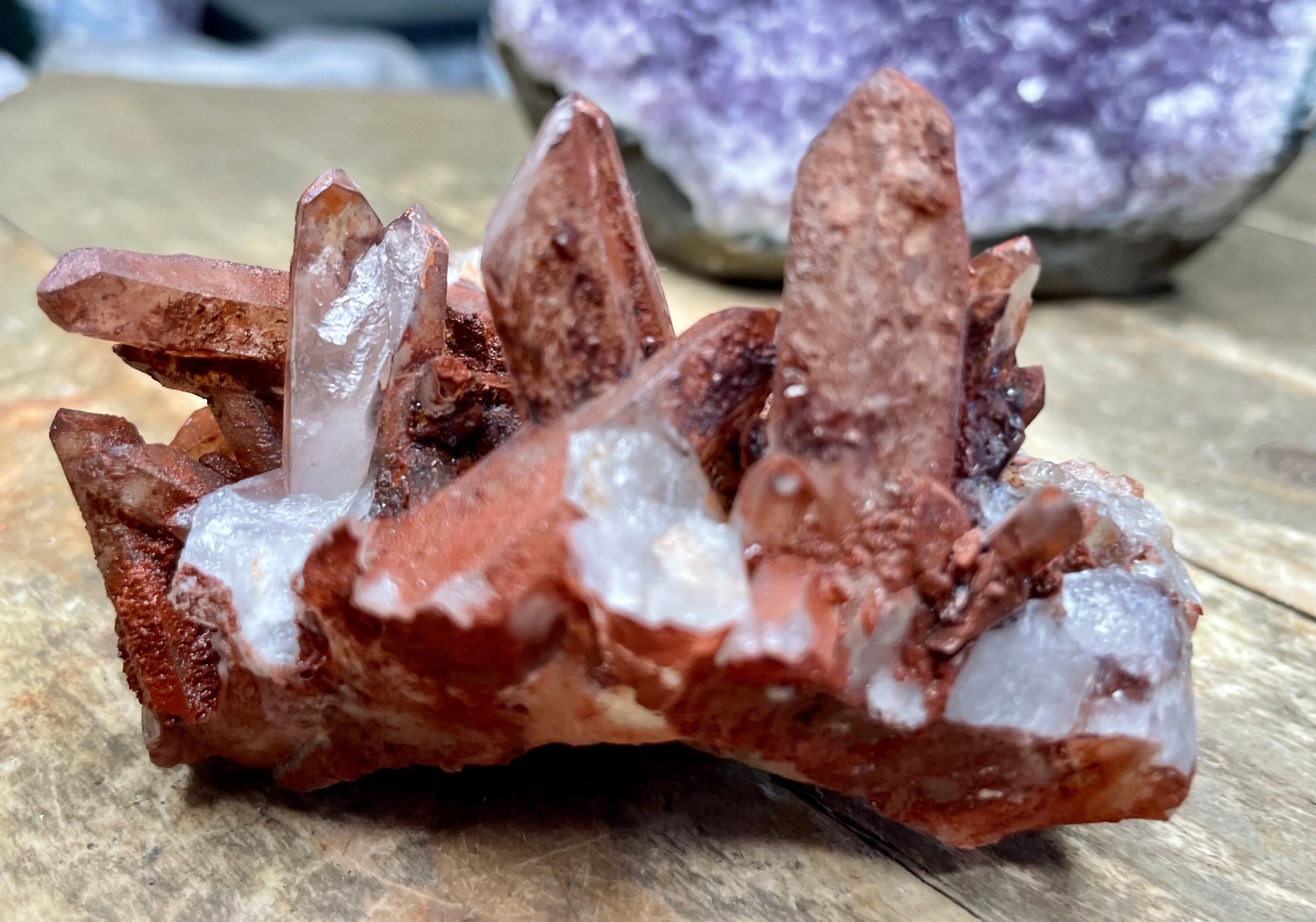 Red Dragon Quartz Multi point cluster Red Phantom Quartz Red Hematite ...