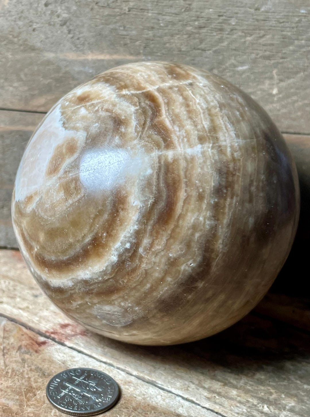 One Banded on Sphere Brown Crystal Natural Onyx Mineral Polished Stone ...