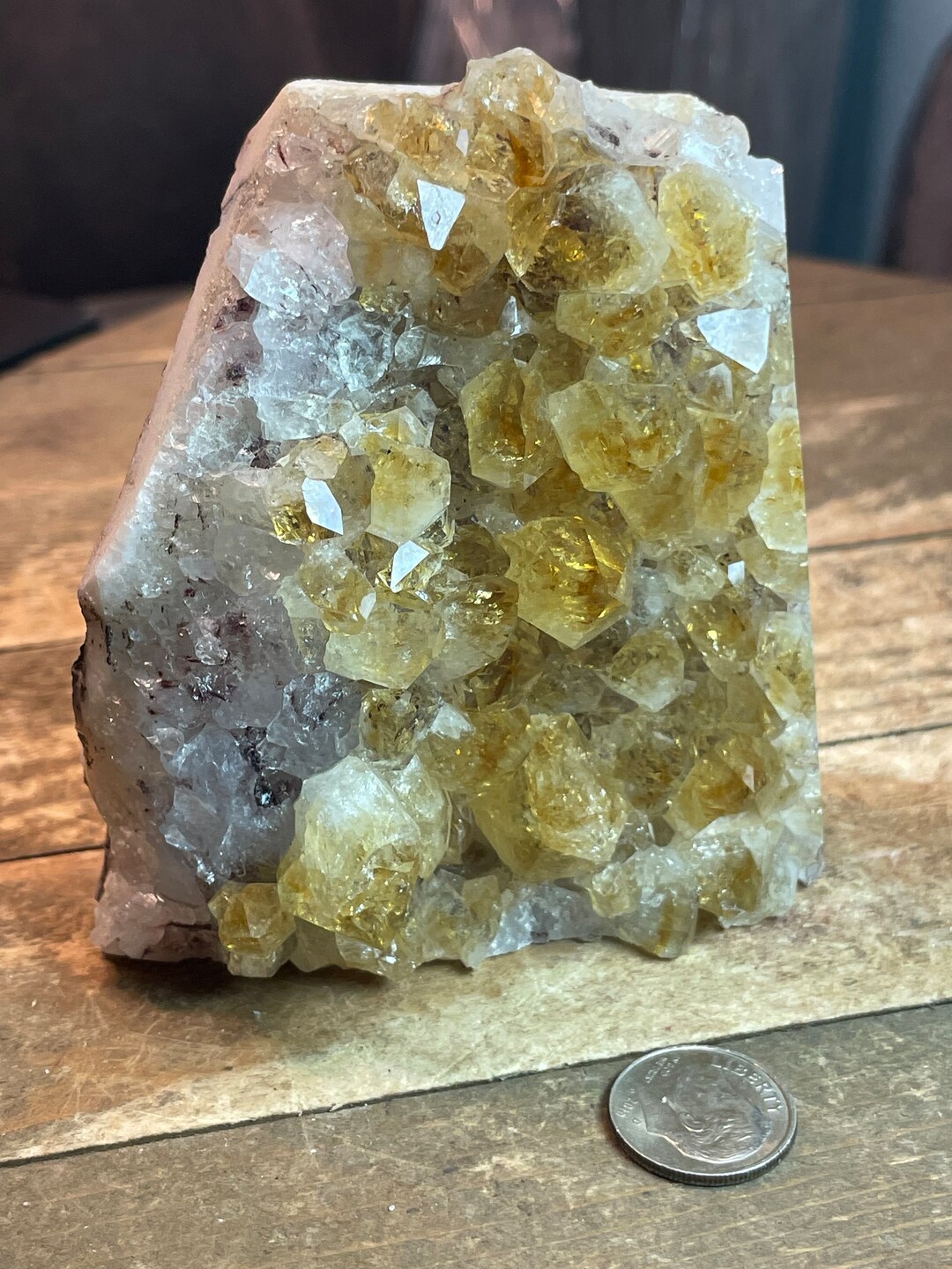 Citrine Crystal Cut Base Cluster Display Specimen Healing Chakra Geode ...